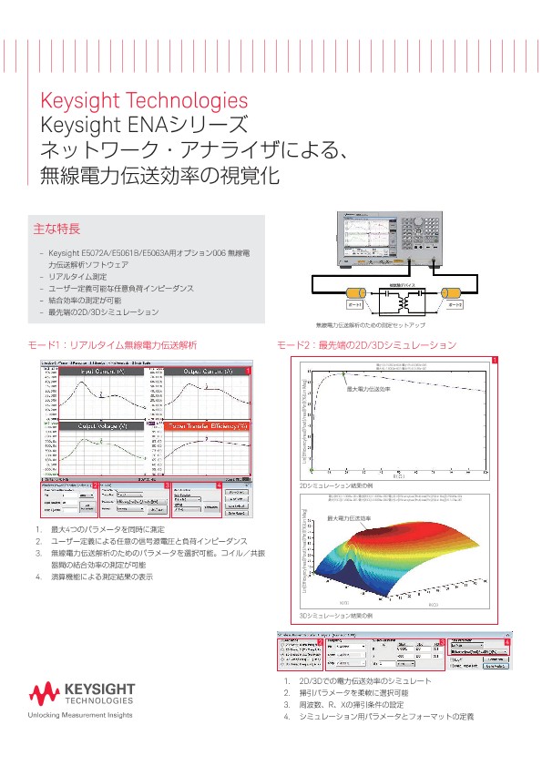 Keysight Technologies Keysight ENAシリーズ ネットワーク・アナライザによる、無線電力伝送効率の視覚化 PDF Asset Page | Keysight